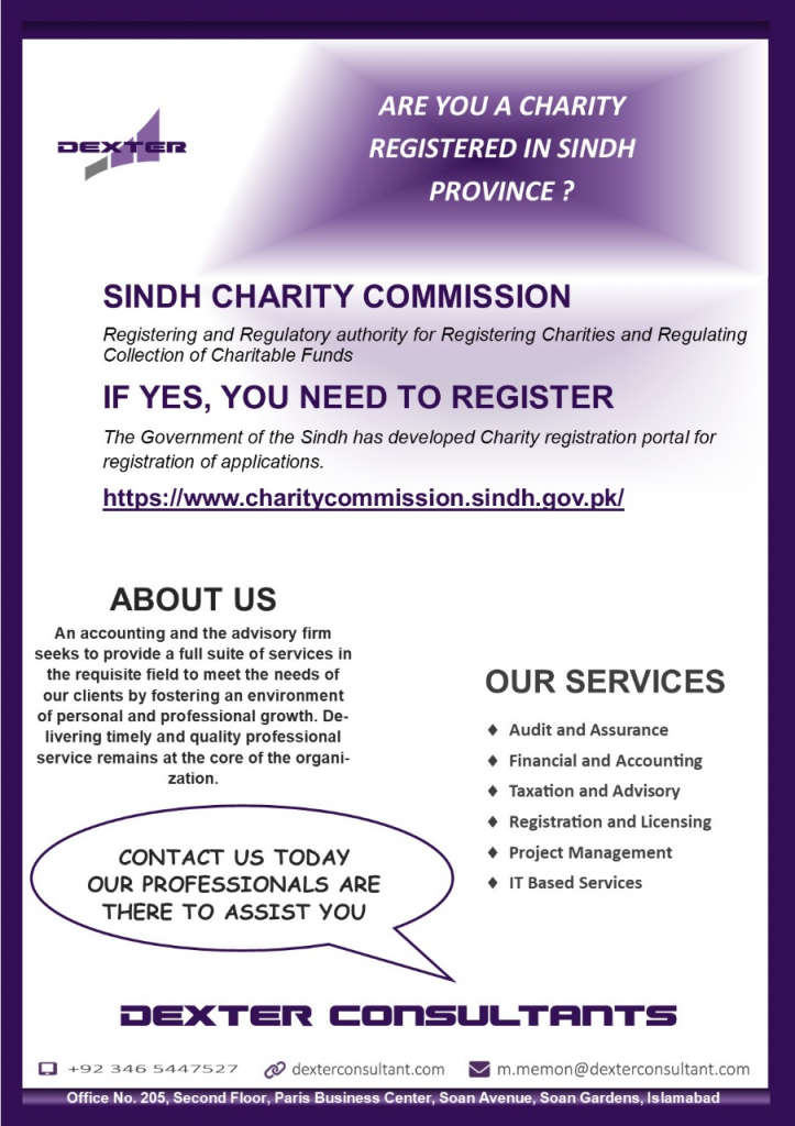 Non-Profit NGO registration with Sindh Charity Commission - Dexter ...
